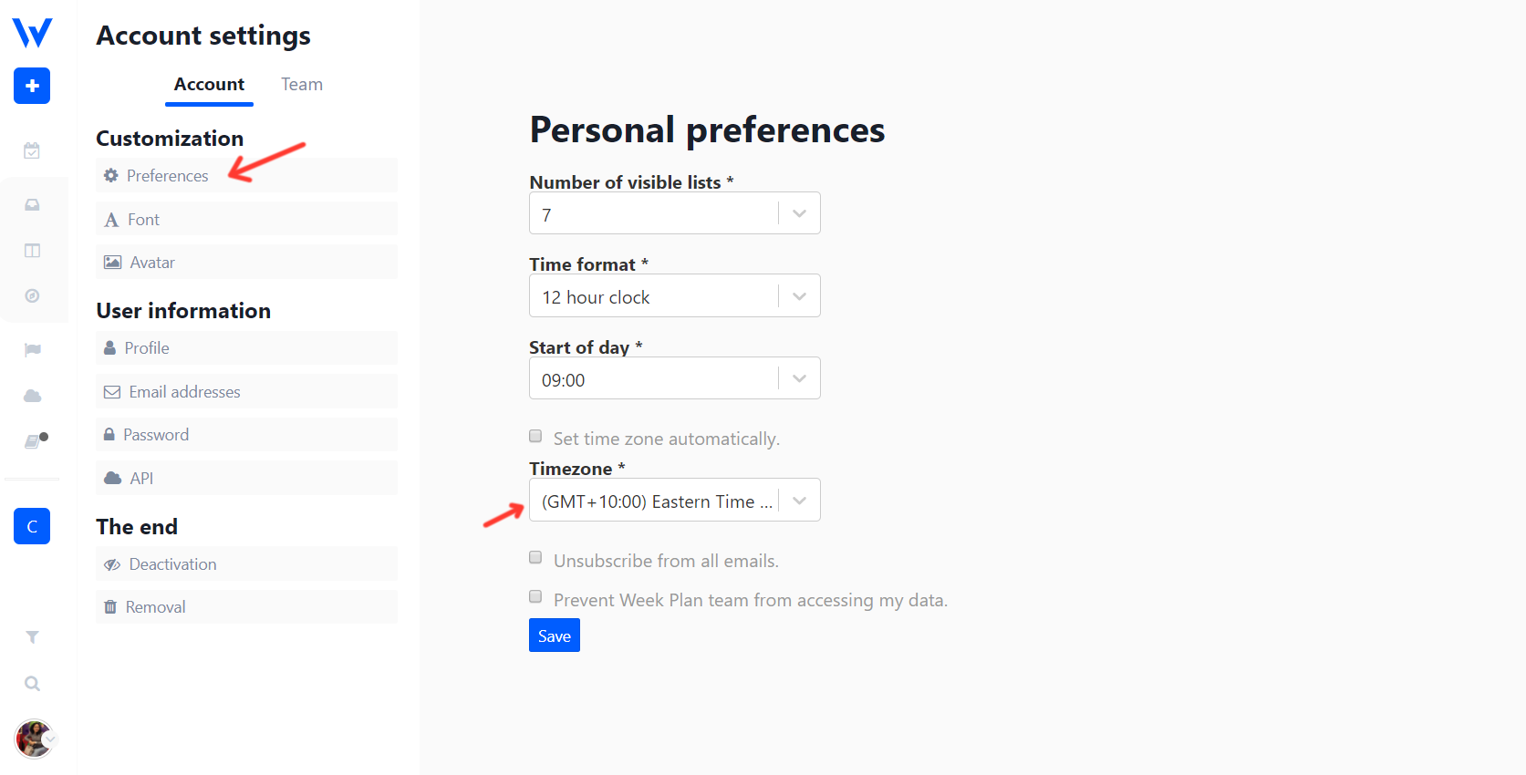 How To Change Time Format Week Plan